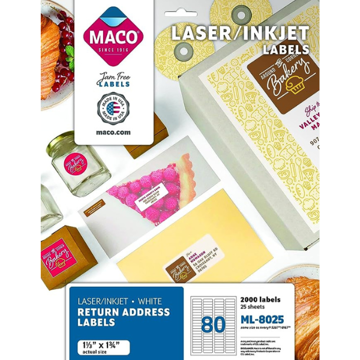 46-007 Maco Laser/Inkjet Labels 1x4 (2000) #ML-2000 - Stationery and ...