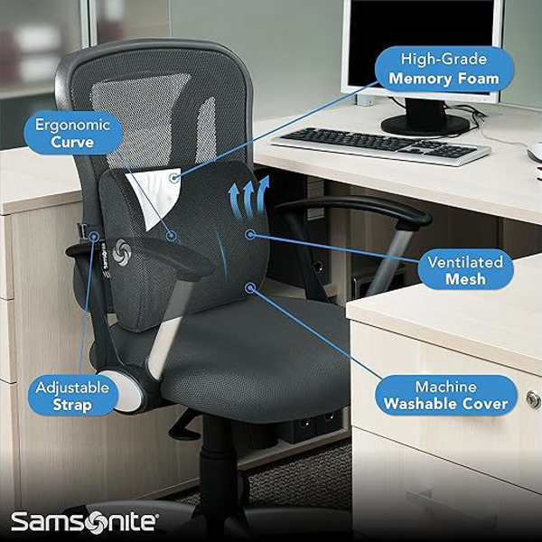 AA-010BK Samsonite Lumbar Support Cushion - Stationery and Office ...